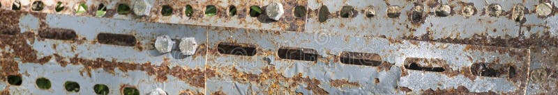 Horizontal Long Piece of Rusted Steel Building Stud with Holes ...