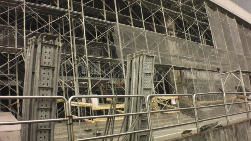 Horizontal Look Up View of Construction Scaffolding Building with Safe ...