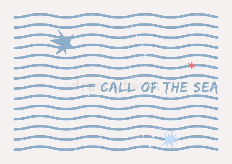 Horizontal Marine Poster A3 with Waves and Words Call of the Sea Stock ...