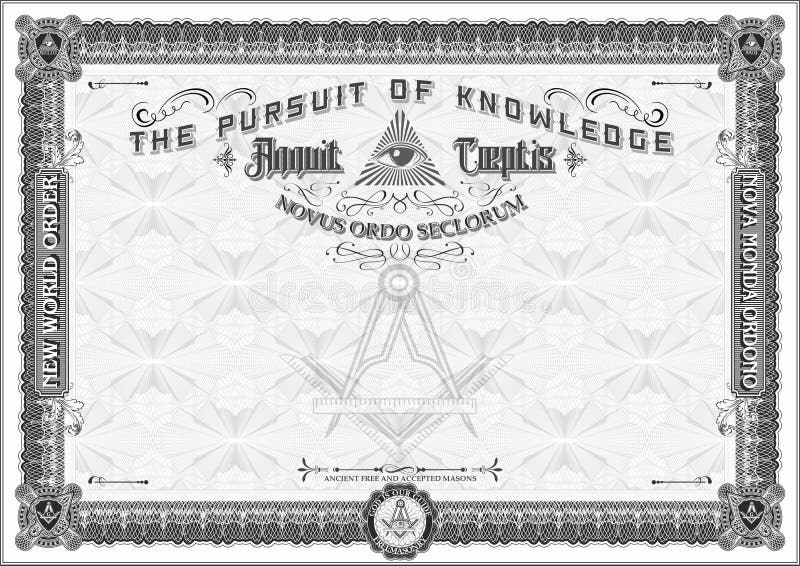 Horizontal Masonic Certificate Black Stock Illustration - Illustration ...