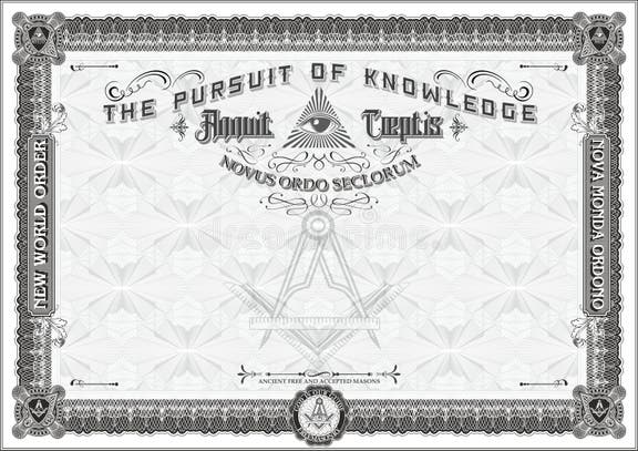 Horizontal Masonic Certificate Black Stock Illustration - Illustration ...