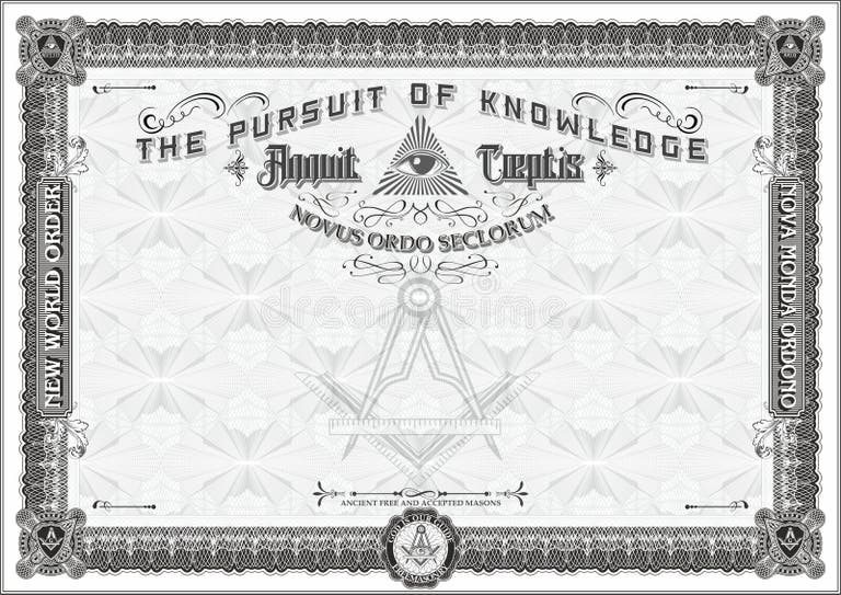 Horizontal Masonic Certificate Black Stock Illustration - Illustration ...