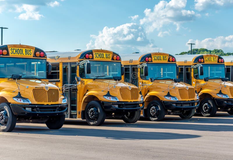 Empty, Parked Macomb Intermediate School District Buses Editorial ...