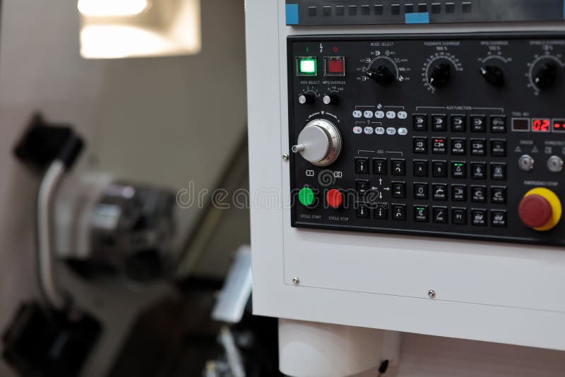 Horizontal Metalworking CNC Lathe Center Close Up Stock Photo - Image ...