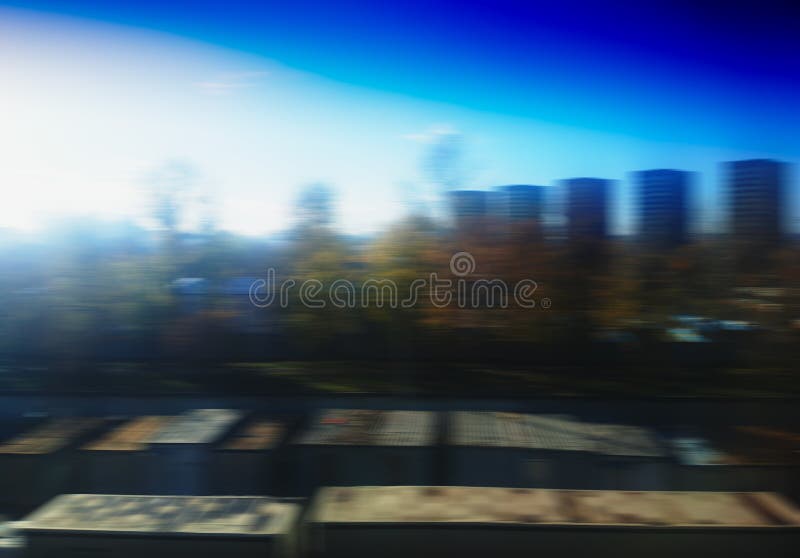 Horizontal Motion Blurred Cityscape Background Stock Image - Image of ...
