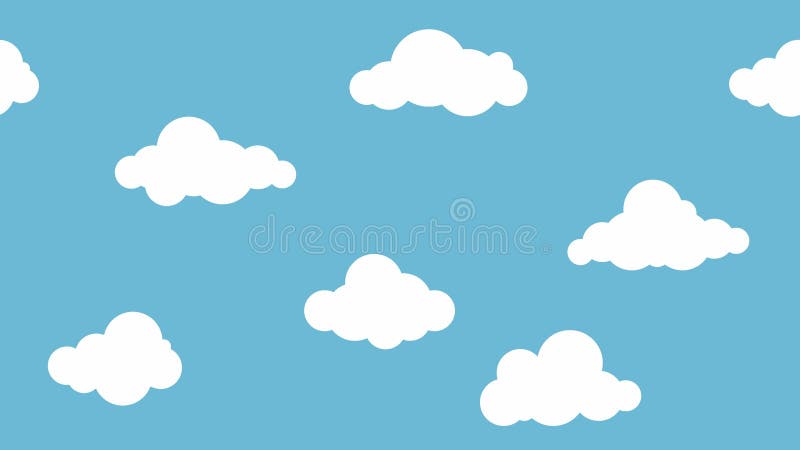 Horizontal Movement Animation of Simple Sky and Cloud. Cartoon Style ...