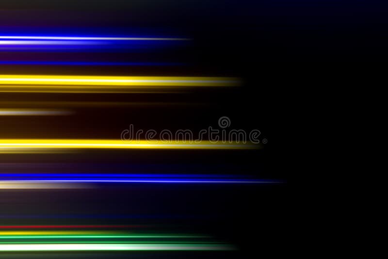 Horizontal Multicolor Light Rays on a Black Background. Long Exposure ...