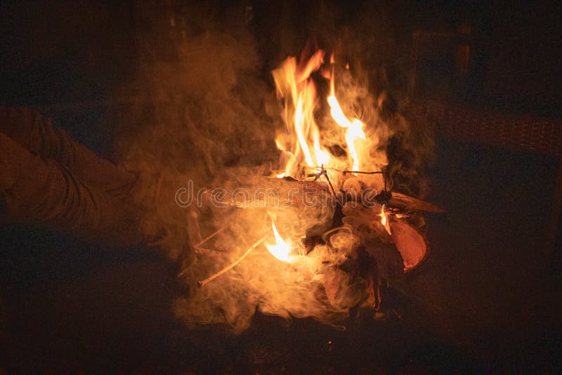 Smokey campfire stock photo. Image of camp, wood, campfire - 186227436