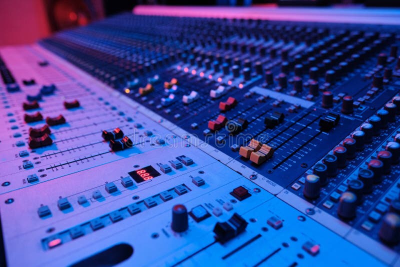 Modern Mixing Console in Neon Stock Image - Image of occupation ...