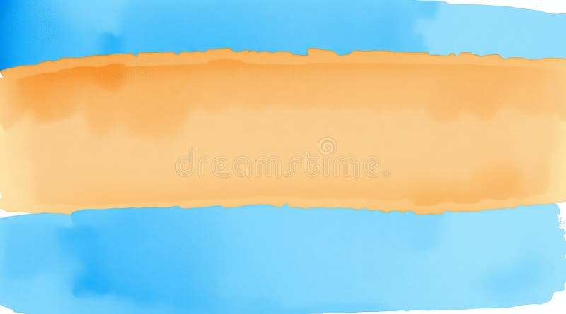 Horizontal Orange Band on a Blue Watercolor Background Stock Photo ...