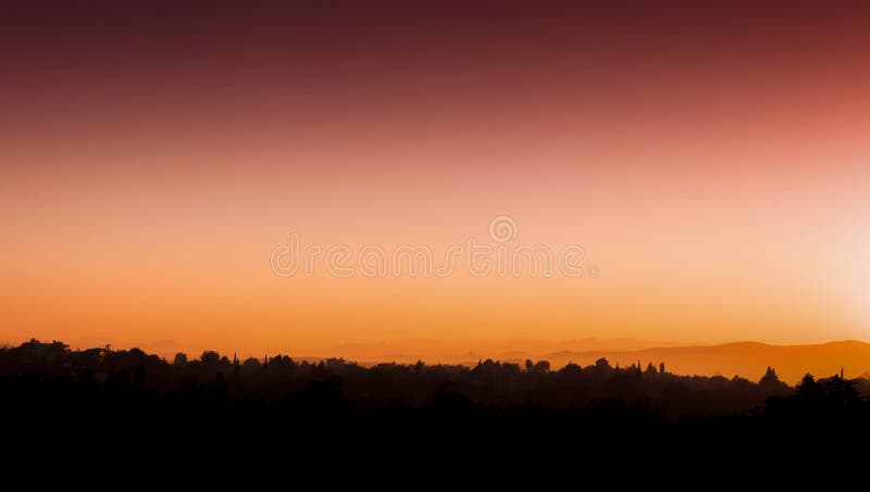Horizontal Orange Turkish Sunset Silhouette Stock Photo - Image of ...