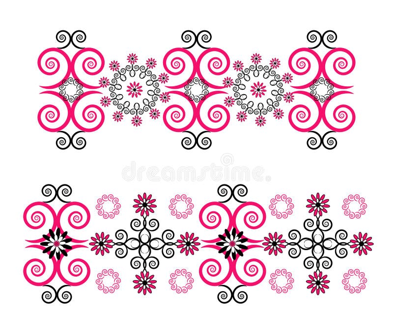 Horizontal Ornament with Flower Stock Vector - Illustration of color ...