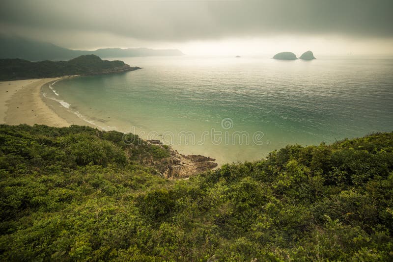 Horizontal Outdoors Shot of Forest and Sandy Coast from Above. Stock ...
