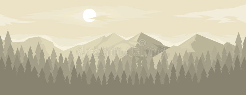 Horizontal Panorama of the Mountain Range Stock Vector - Illustration ...
