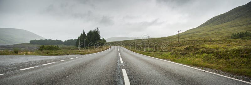 Horizontal Panoramic View of a Road in the Highlands Area. Stock Photo ...