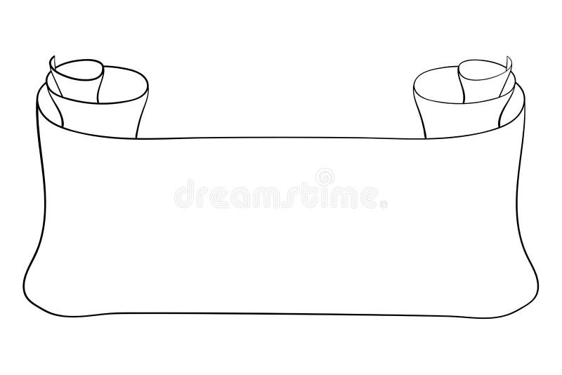 Paper Scroll. Horizontal Blank Outline Drawing Stock Vector ... Paper Scroll. Horizontal Blank Outline Drawing Stock Vector ...