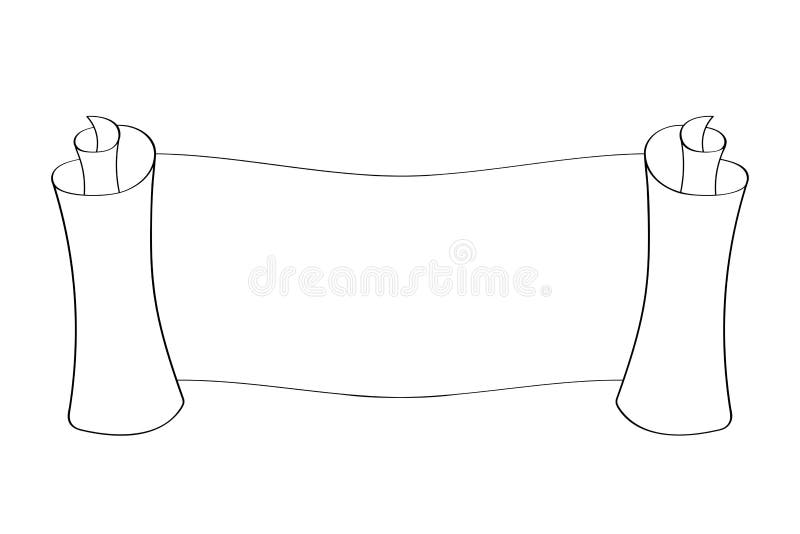 Horizontal Paper Scroll. Outline Drawing Stock Vector - Illustration of ...