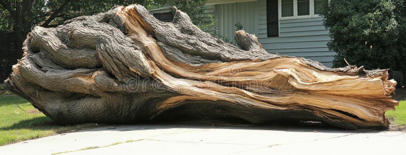 A Horizontal Perspective of a Tree that Collapsed Over the Driveway and ...