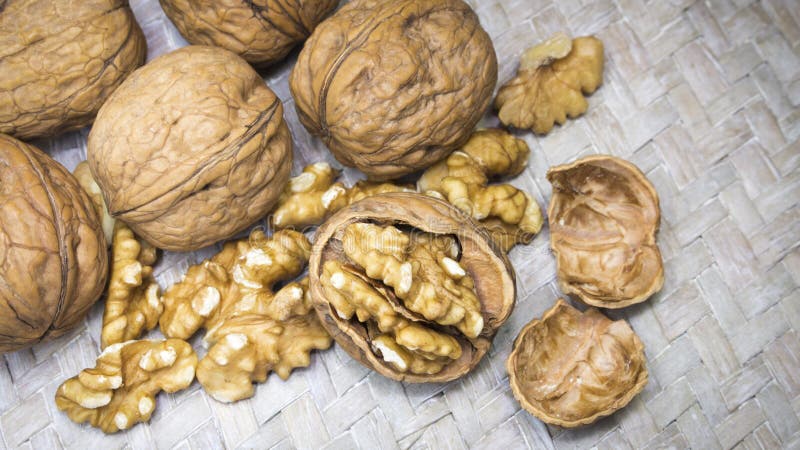 Assortment of Walnut Shells, Walnut Kernels and Cracked Walnut Shells ...