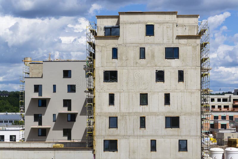 Horizontal Photo of House Apartment Construction Site with Scaffolding ...