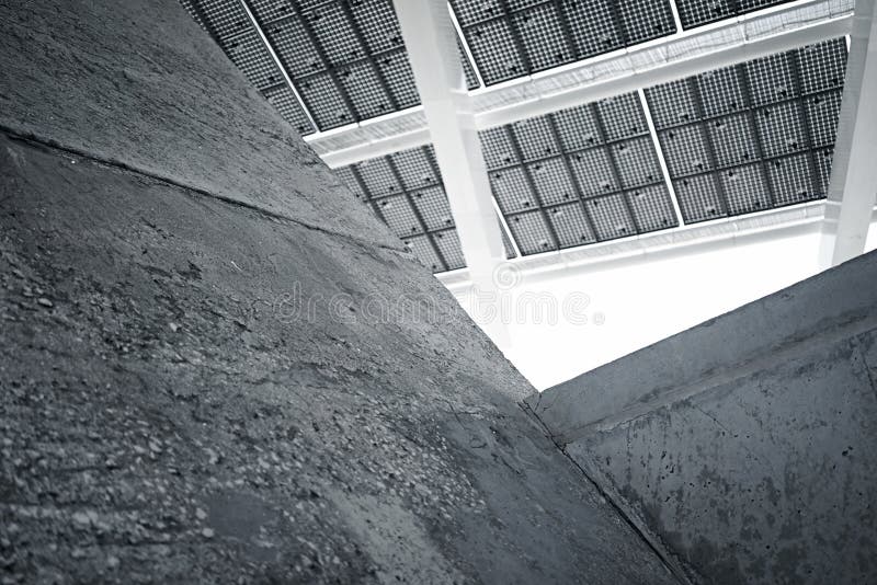 Horizontal Photo Modern Solar Panel with Blank Dark Concrete Blocks ...