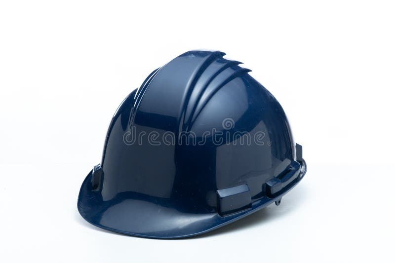 Blue Construction Hard Hat on White Background Stock Photo - Image of ...