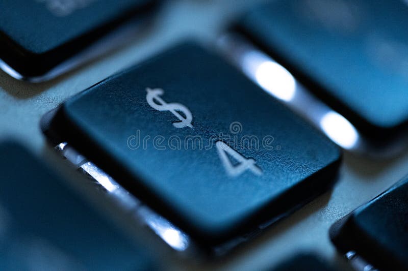Dollar Key on a Laptop Computer with Backlight Stock Photo - Image of ...