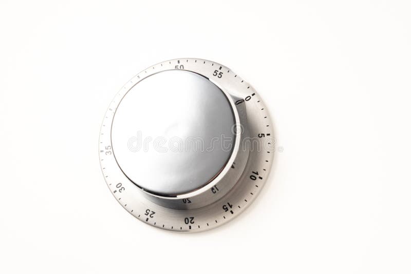Silver Mechanical Cooking Timer on White Background Stock Image - Image ...