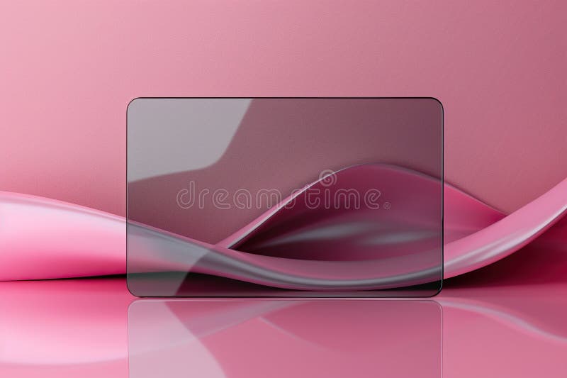 Transparent Glass Rectangular Card with a Wavy Pattern on a Pink ...