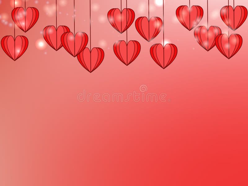 Horizontal Background with Paper Hearts of Different Colors. Generative ...