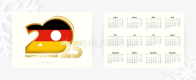 Horizontal Pocket Calendar 2025 in German Language. New Year 2025 Icon ...