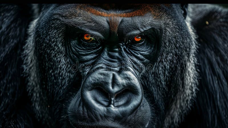 Closeup Portrait of Angry Silverback Gorilla Stock Illustration ...