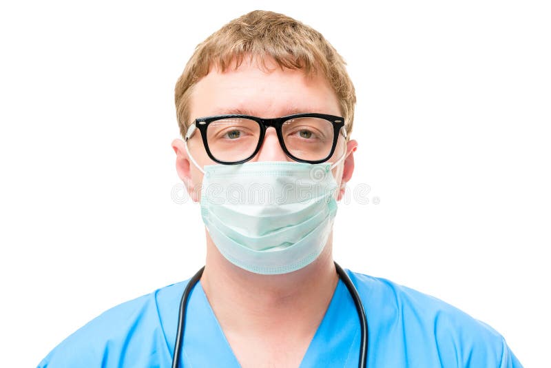 Horizontal Portrait of Doctor of in a Protective Mask Stock Photo ...