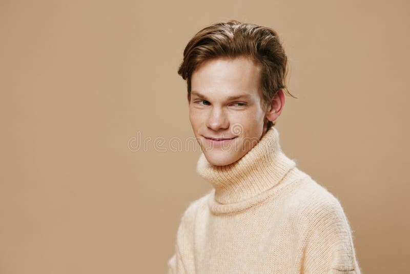 Horizontal Portrait of a Handsome, Pleasant Guy on a Plain Background ...