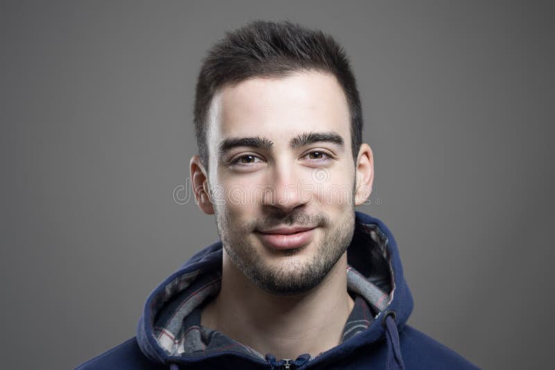 Horizontal Portrait of Positive Friendly Young Happy Man Smiling Stock ...