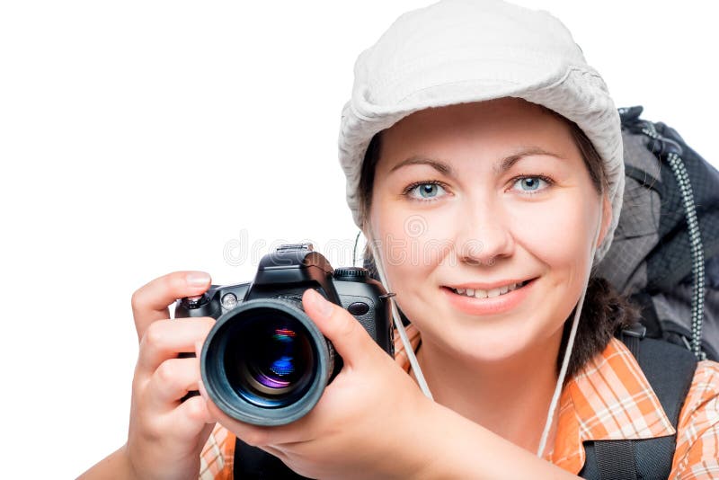 Horizontal Portrait of a Professional Photographer Tourist Stock Photo ...