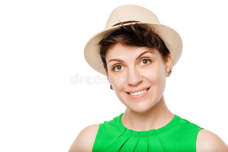 Horizontal Portrait of a Young Girl Wearing a Hat Stock Image - Image ...