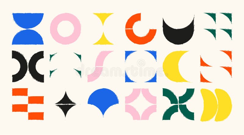 Horizontal Poster with Geometric Textured Shapes, Square and Round ...