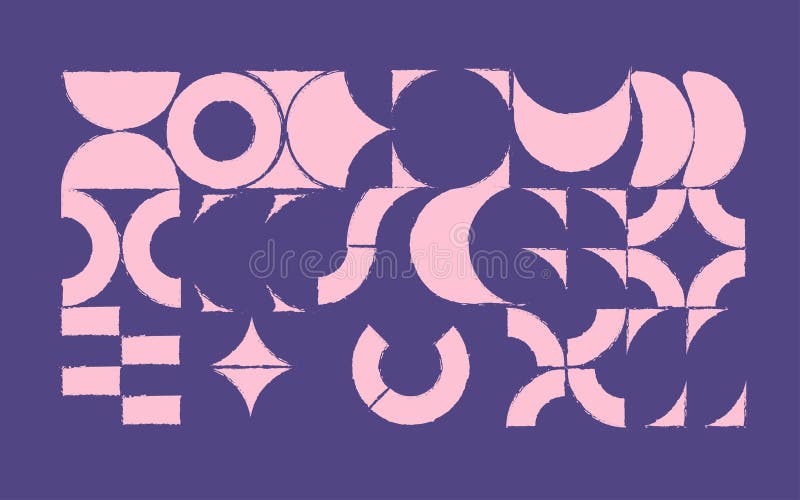 Horizontal Poster with Geometric Textured Shapes, Square and Round ...