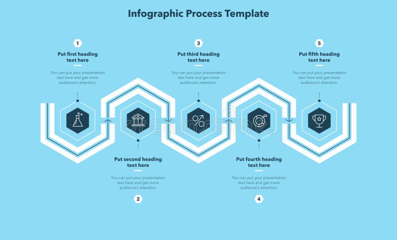 Horizontal Process Infographic Template with Five Stages - Blue Version ...