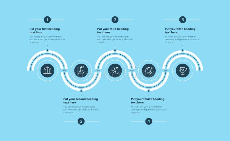 Horizontal Process Infographic Template with Five Stages - Blue Version ...