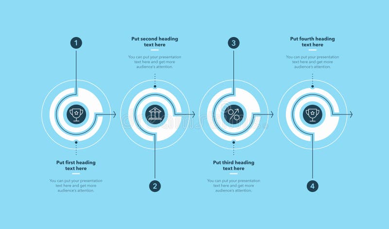 Horizontal Process Infographic Template with Four Stages - Blue Version ...