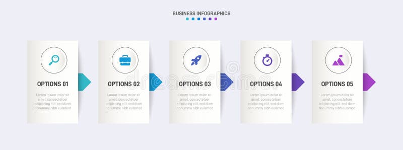 Horizontal Progress Bar Featuring 5 Arrow-shaped Elements, Symbolizing ...