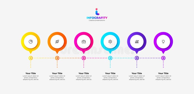 Horizontal Progress Visualization with 6 Steps, Options or Processes ...