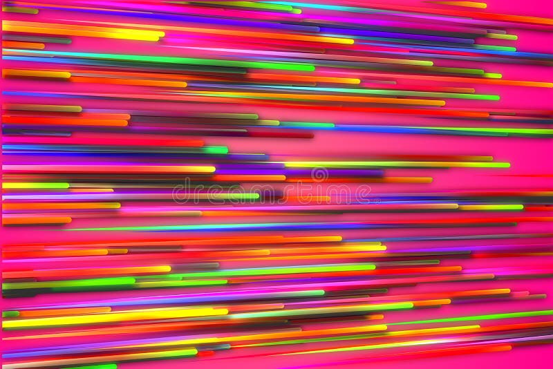 Horizontal Rainbow Straight Line Glow Pink Background Stock ...