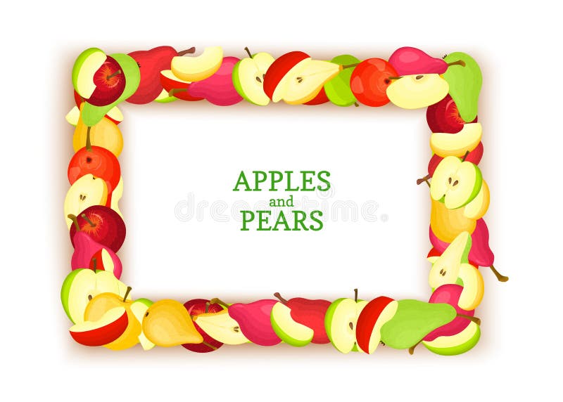 Horizontal Rectangle Colored Frame Composed of Pear Apple Fruit. Vector ...