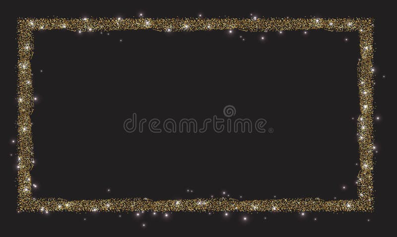 Horizontal Rectangle Glitter Golden Frame Stock Vector - Illustration ...