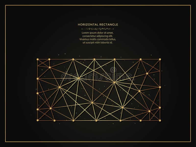 Horizontal Rectangle Golden Abstract Illustration on Dark Background ...