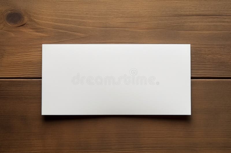 Horizontal Rectangular Blank White Paper Board, Card on Wooden Plank ...