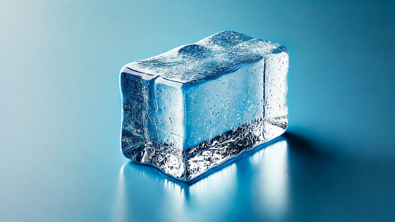 Horizontal Rectangular Block of Ice on a Blue Background Stock ...